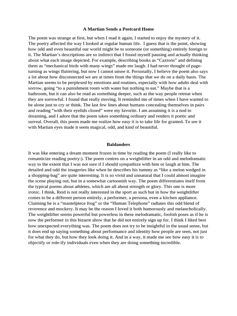 Insights on Martian Poetry and Identity | PDF | Poetry
