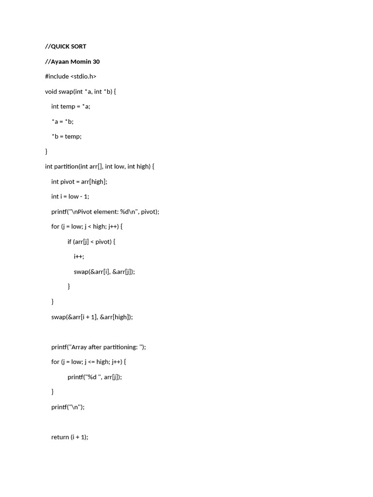 QUICK SORT | PDF