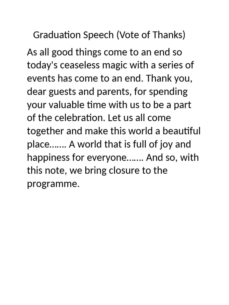 Graduation Speech (Closure) | PDF