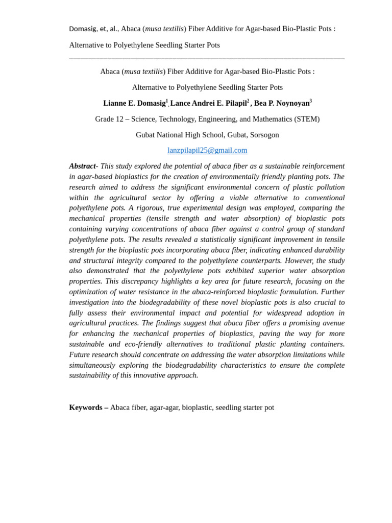 Capstone Research Paper | PDF | Plastic | Analysis Of Variance