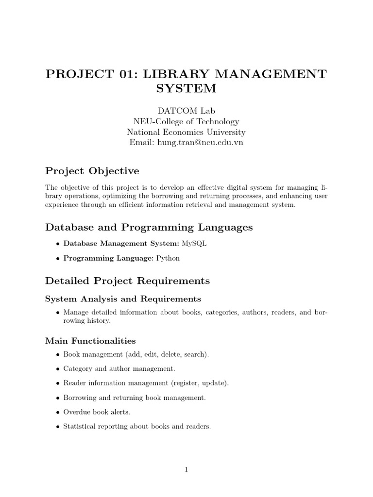 Project 01 Library Management | PDF | Databases | My Sql
