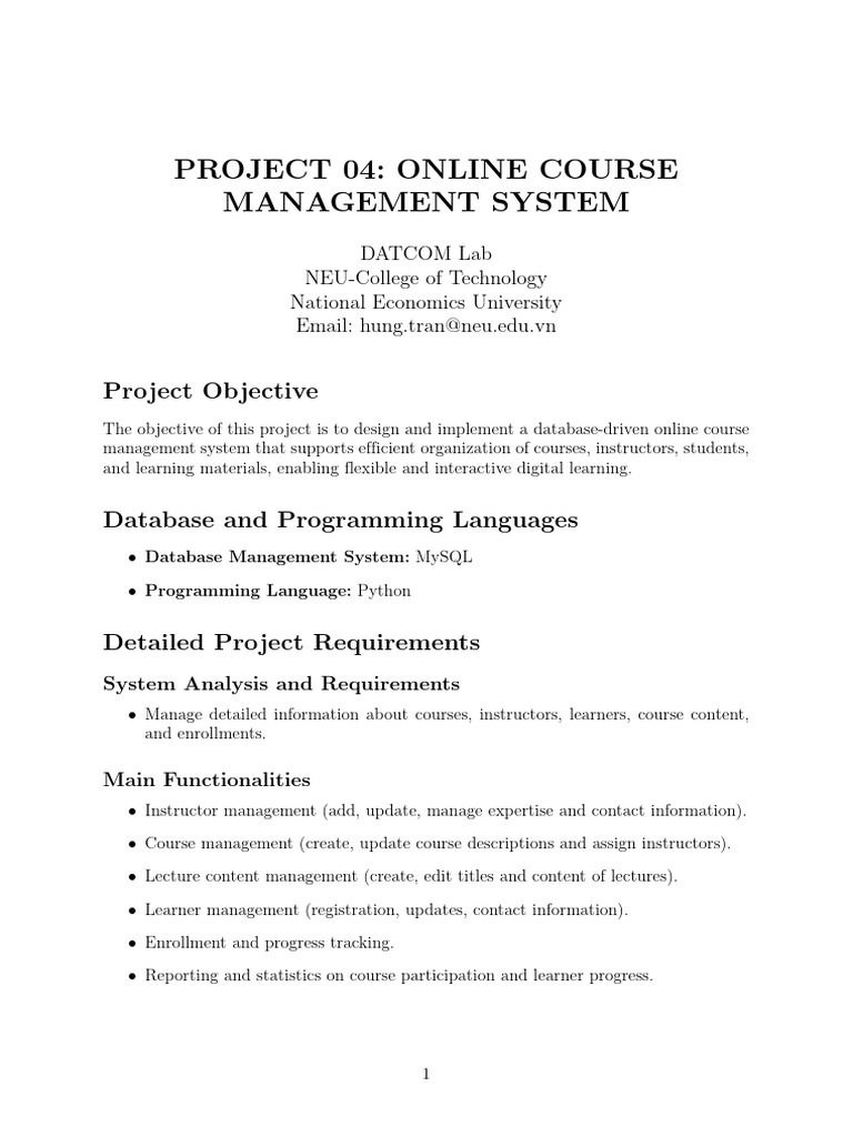 Online Course Management System Project | PDF | Databases | My Sql