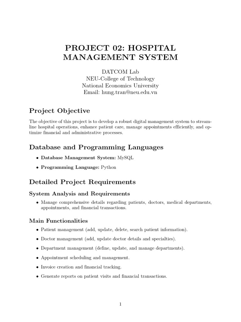 Project 02 Hospital | PDF | Databases | Python (Programming Language)