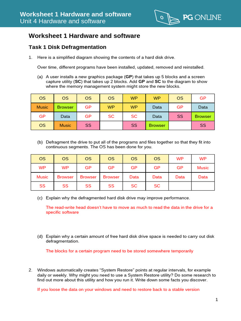 Hardware and Software Worksheet 1 | PDF | Computing Platforms | Computing