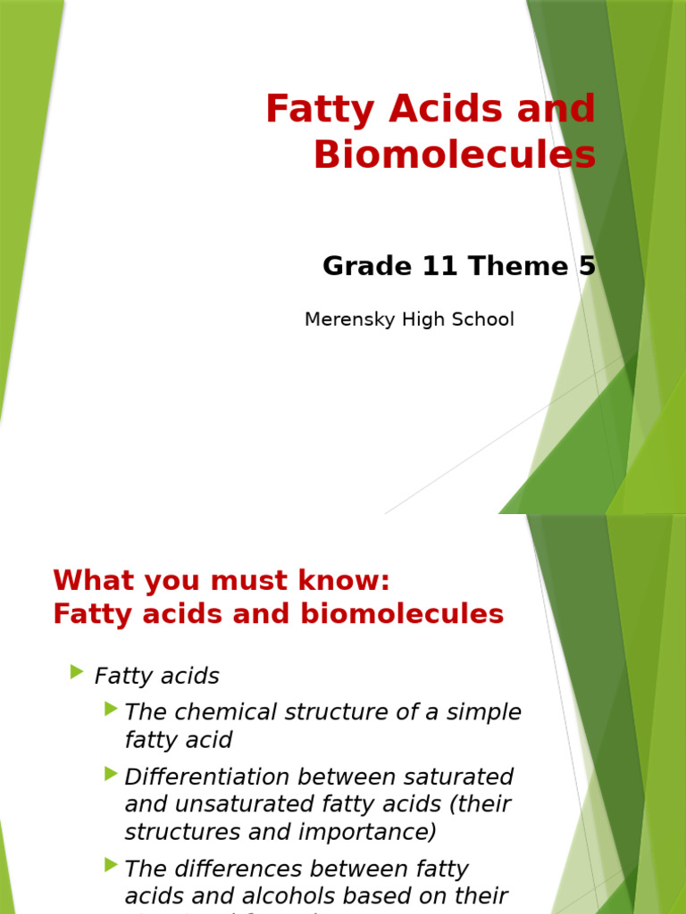 GR 11 Fatty-Acids and Biomolecule// Agricultural Sciences | PDF | Lipid ...