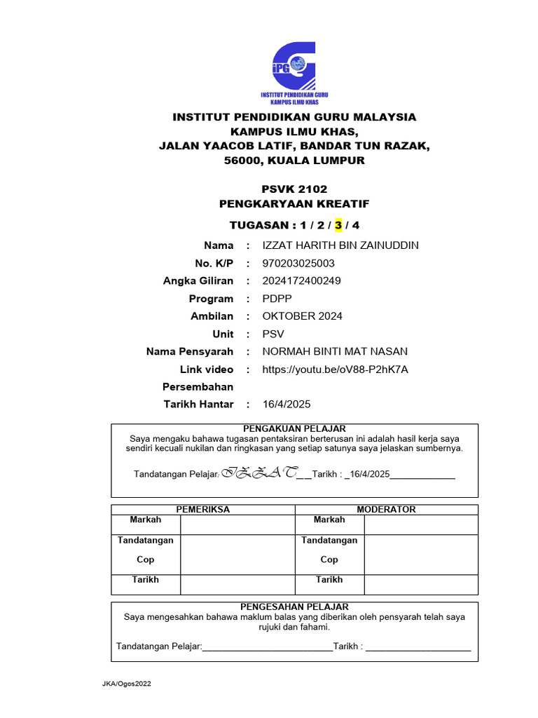 Final Tugasan 3 - Izzat Harith Bin Zainuddin - DS1 - 5 | PDF