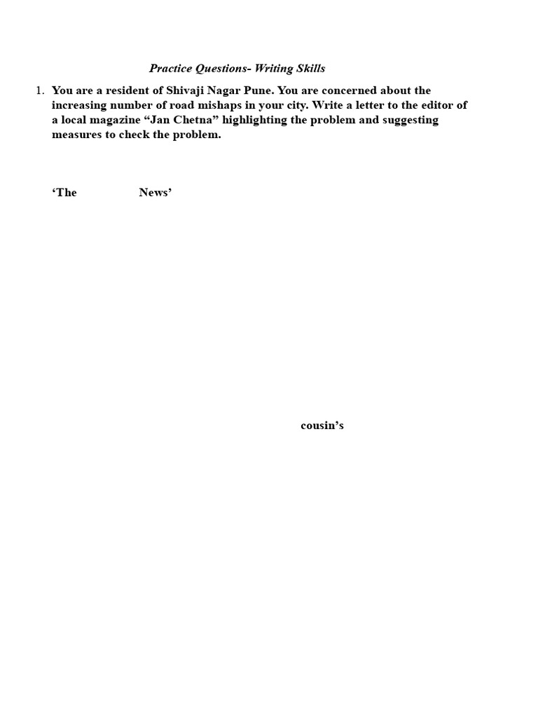 Grade 9 English - Writing Practice | PDF