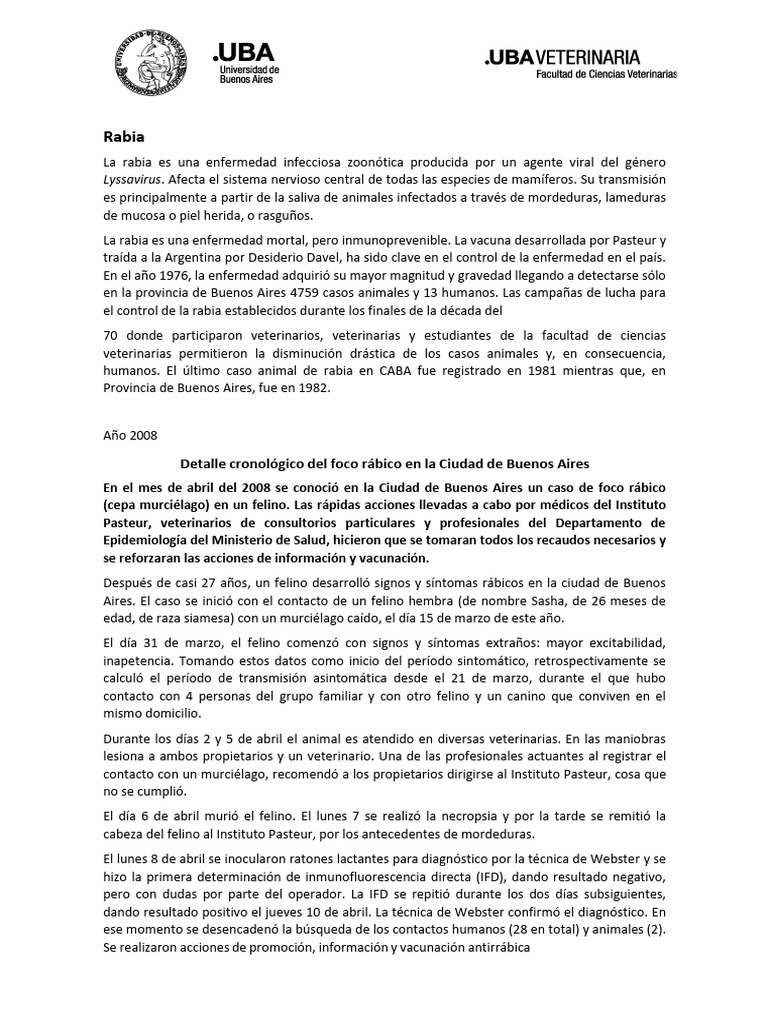 Texto 2 - Rabia | PDF | Rabia | Salud pública