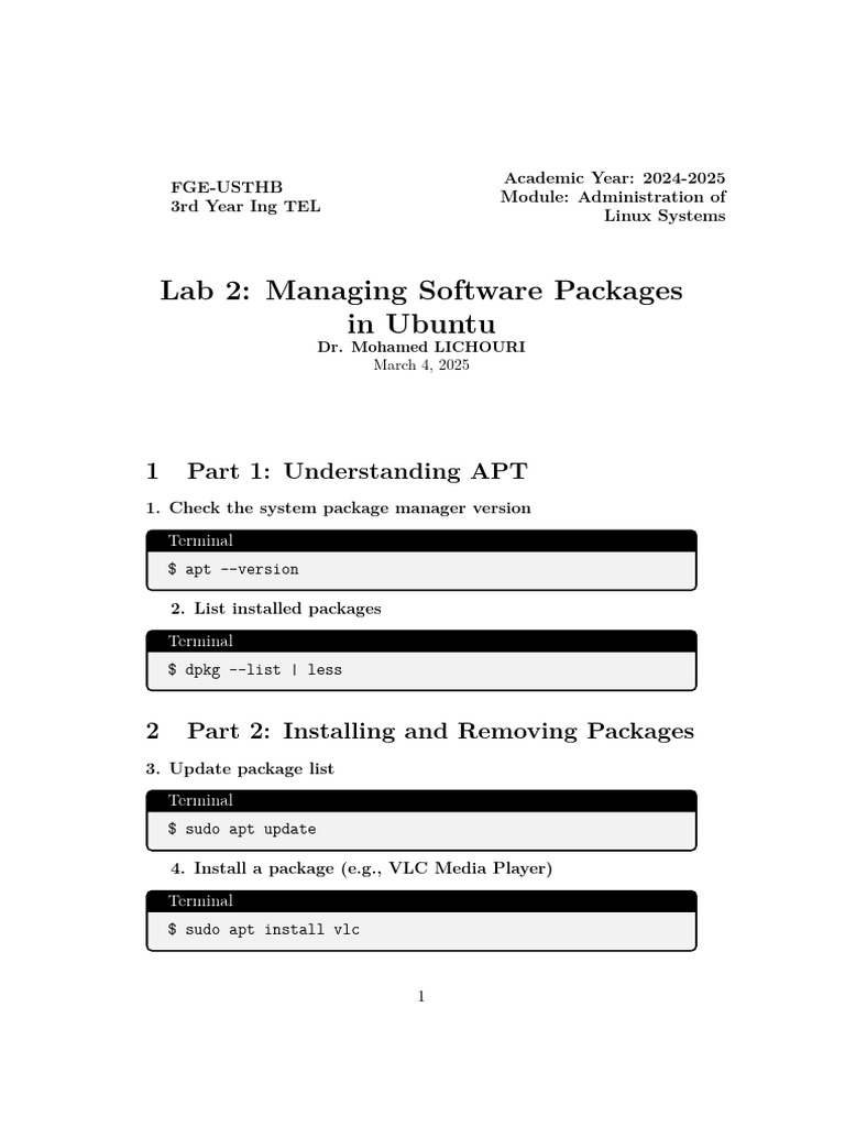 Lab2 Managing Software Packages With Terminal | PDF | Free Software Projects | Software