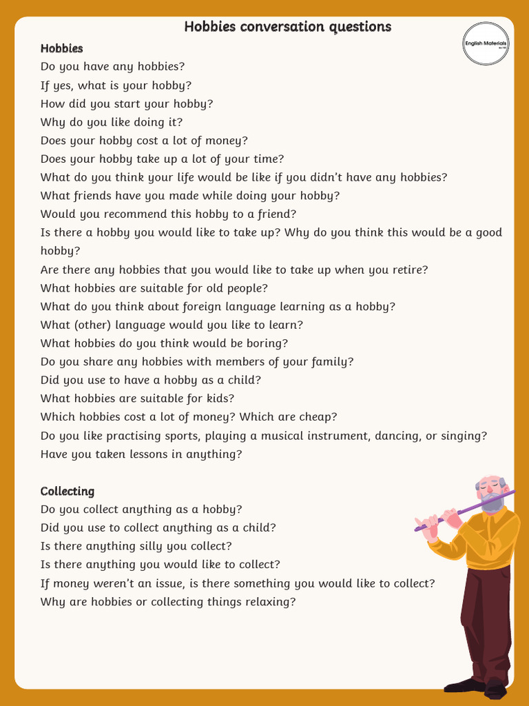 Hobbies_Conversation_Questions_EnglishMaterialsNK | PDF