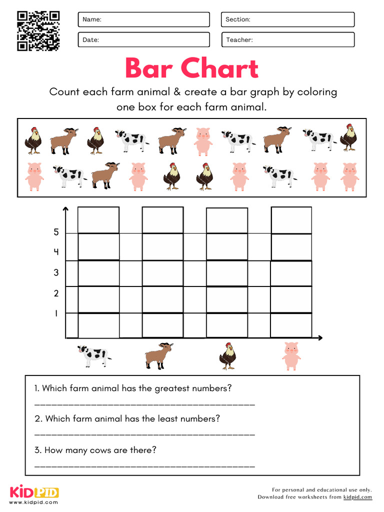 Create Bar Charts Worksheet For Grade 1 | PDF