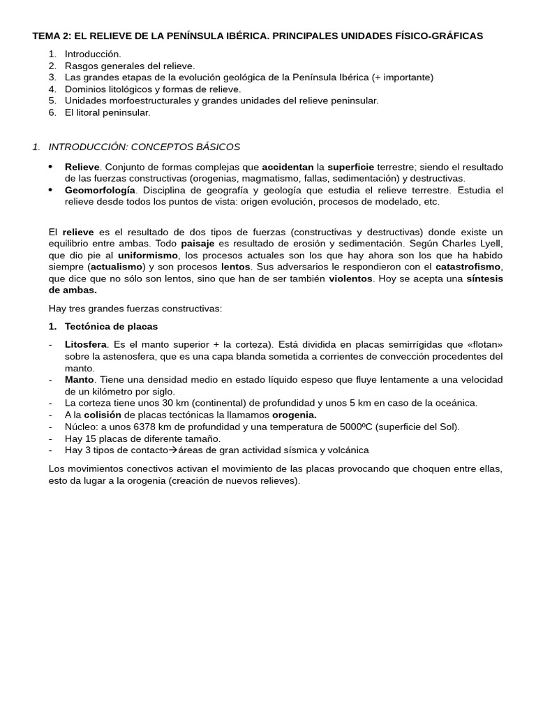 Unidades de relieve en la Península Ibérica | PDF