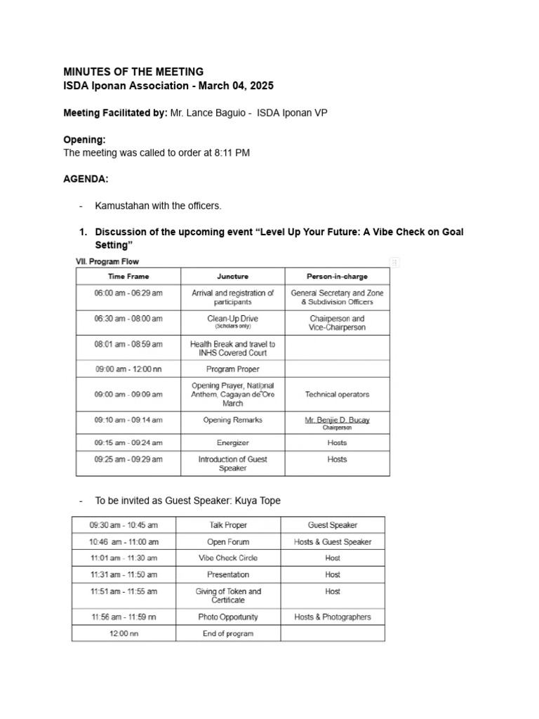 ISDA Iponan Meeting March 04, 2025 | PDF