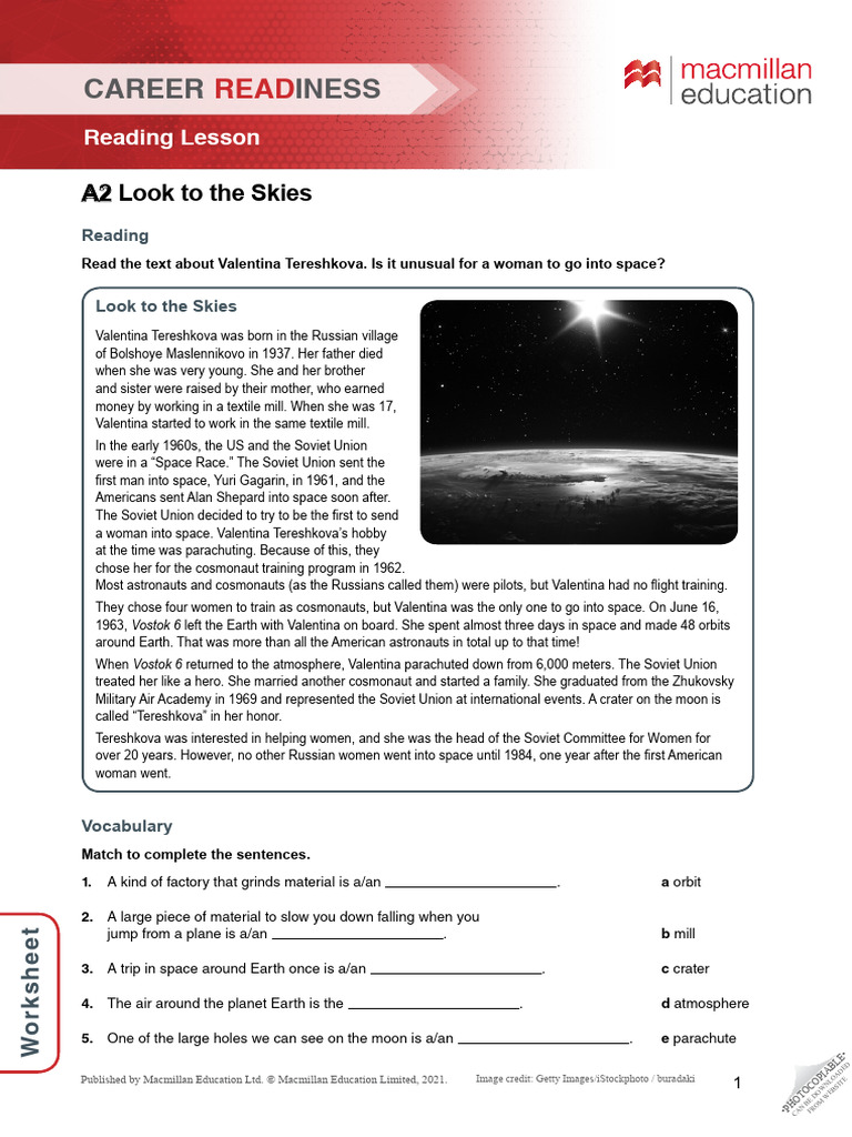 careerreadiness_a2_science_worksheet_253454 2 | PDF | Astronauts ...