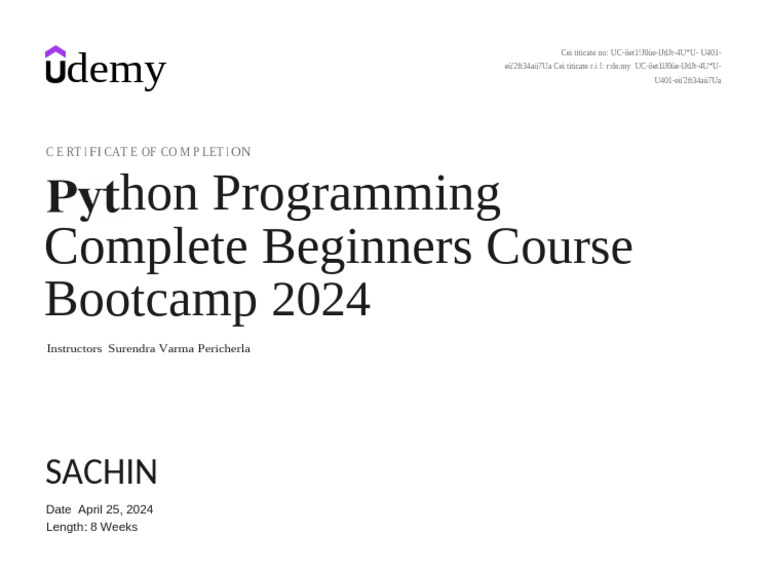 Certificate of Completion: Programming Bootcamp | PDF