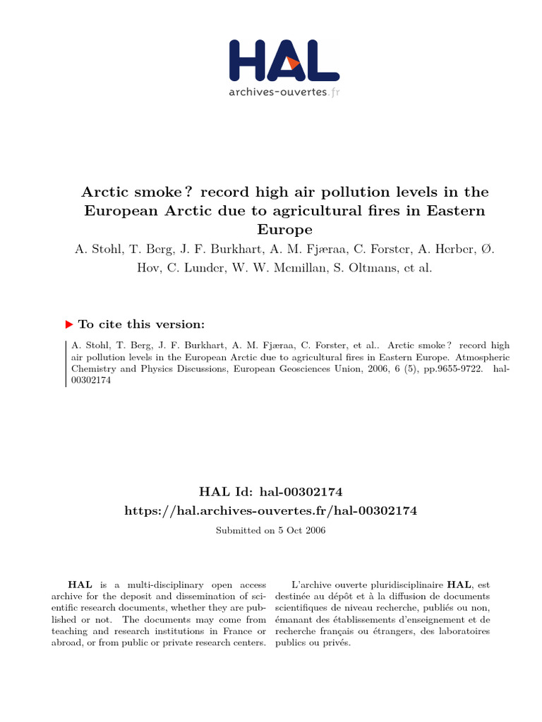 Arctic smoke - PDF Room | PDF | Particulates | Arctic Ocean