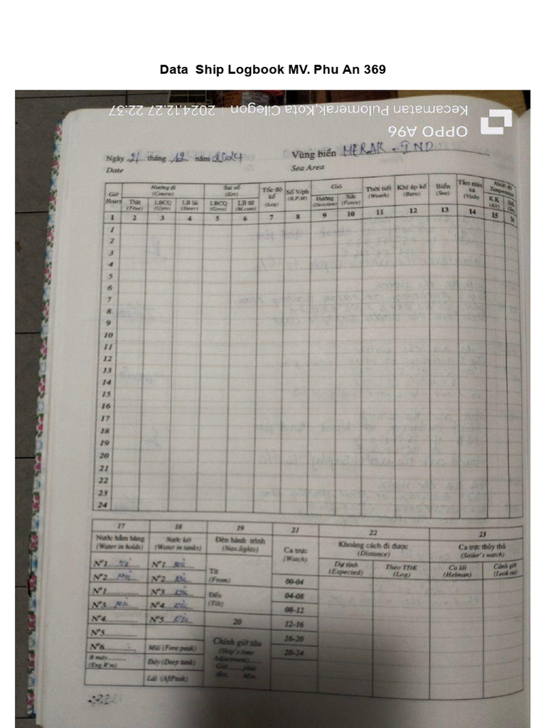 Lamp II - Ship Logbook MV. Phu An 369 | PDF