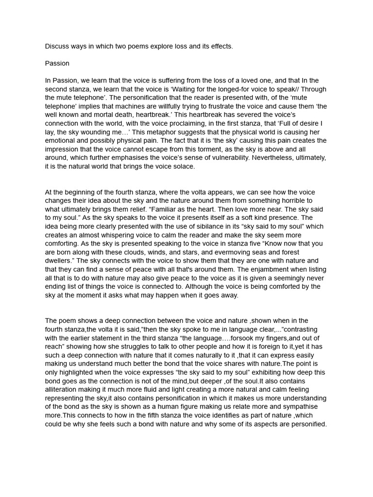 Poetry A Level paragraph examples | PDF | Broken Heart