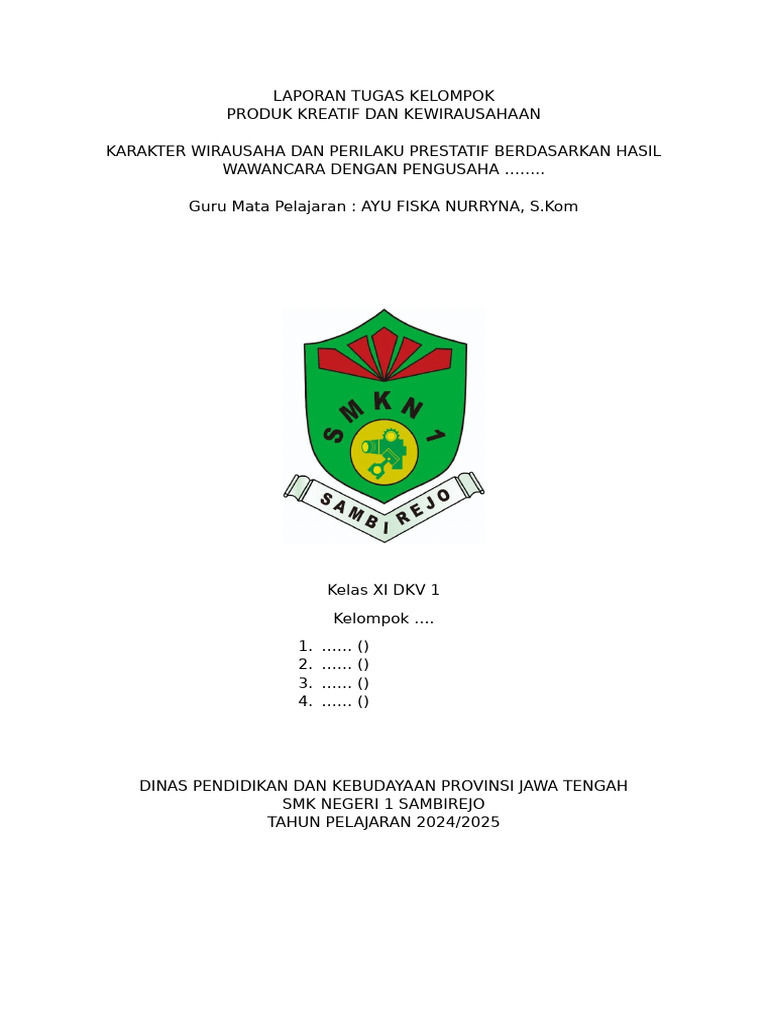 Cover Laporan Tugas Kelompok | PDF