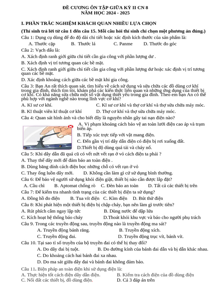 Đề Cương giữa k2 cn8, 24-25 | PDF