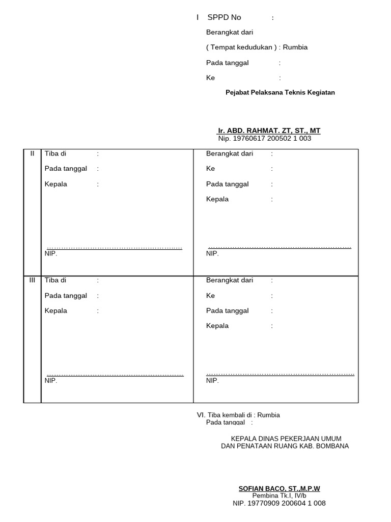Format SPPD Terbaru 2024 dan Lampiran | PDF