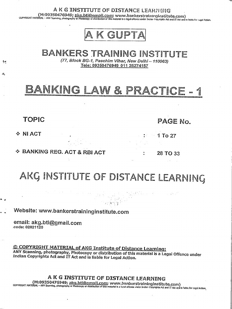 Banking Law & Practice 1 | PDF