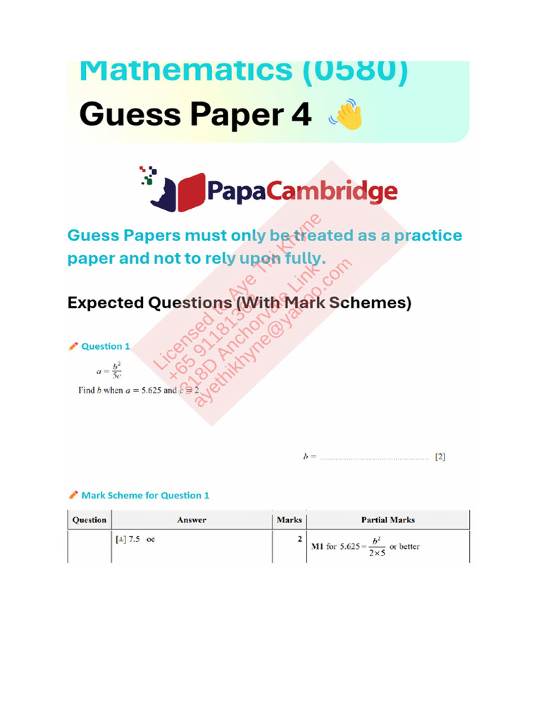 0580 Maths Paper 4 May June 2025 | PDF
