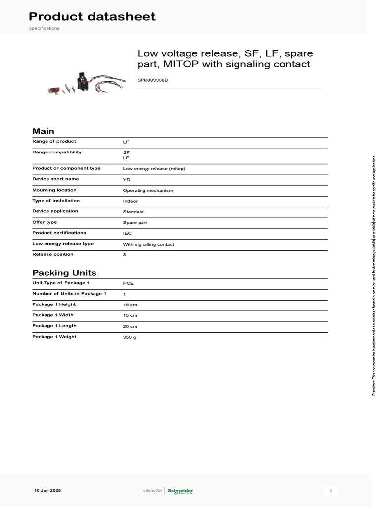 Schneider Electric EvoPact-LF SPK889308B | PDF