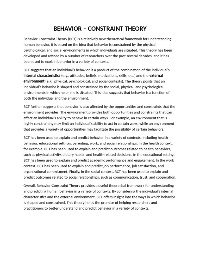 BEHAVIOR Constraint Theory | PDF | Behavior | Theory