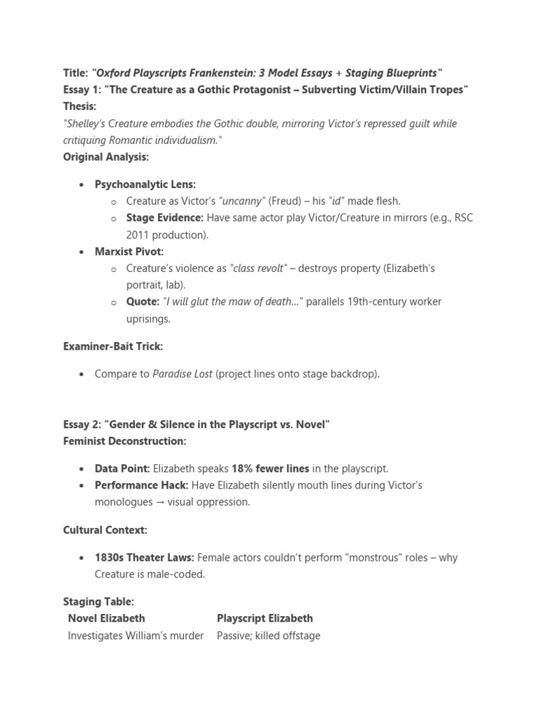 Frankenstein Essays PHD Level PDF | PDF
