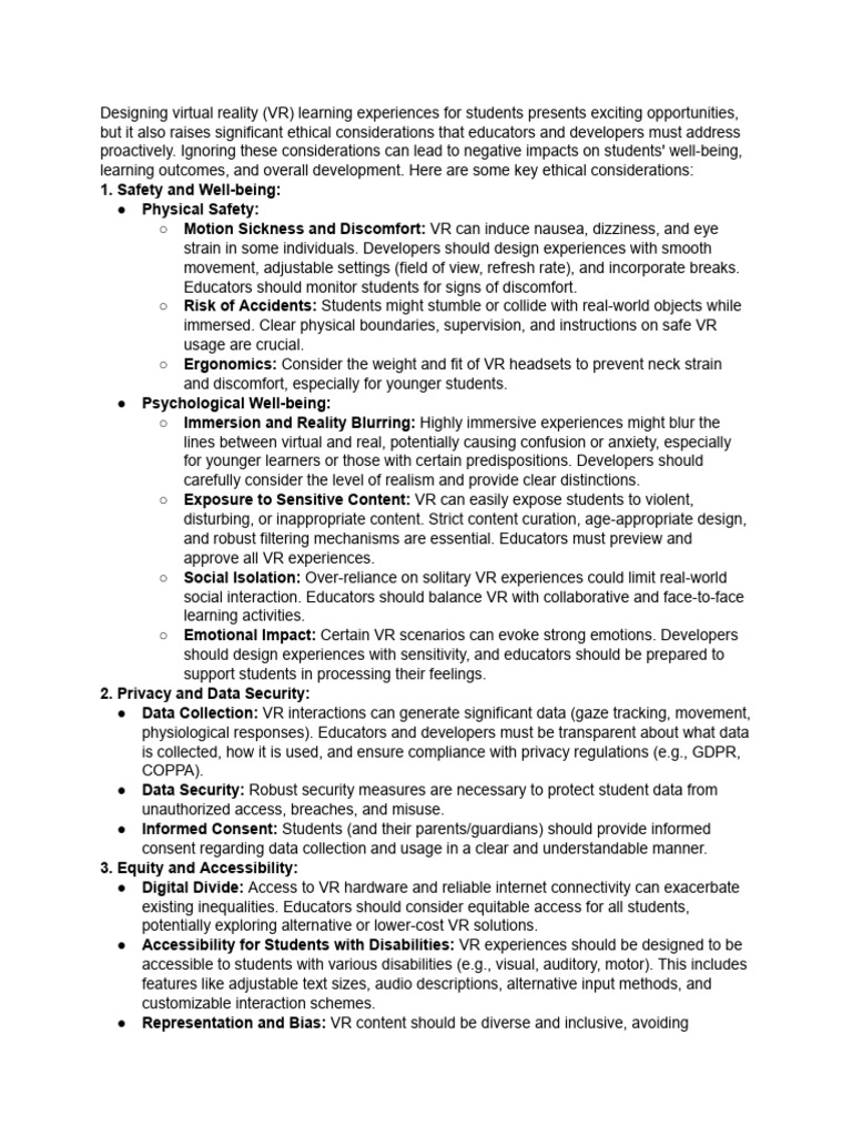 Ethical VR Learning Design Guidelines | PDF | Virtual Reality | Human ...