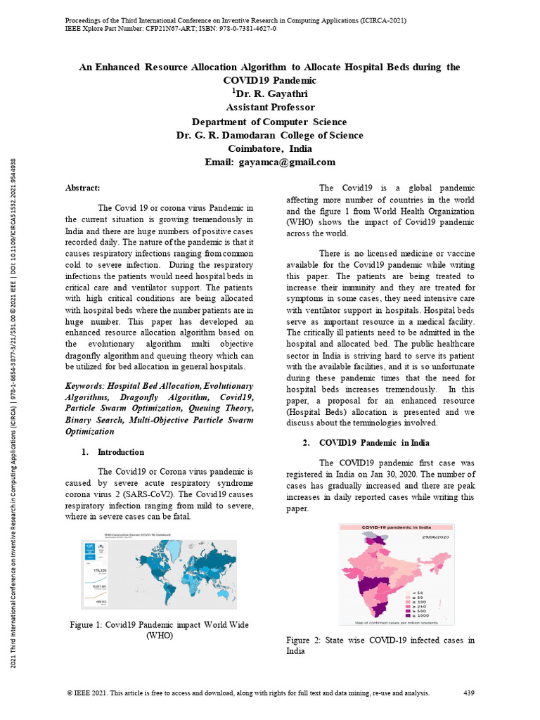 An Enhanced Resource Allocation Algorithm To Allocate Hospital Beds During The COVID19 Pandemic ...