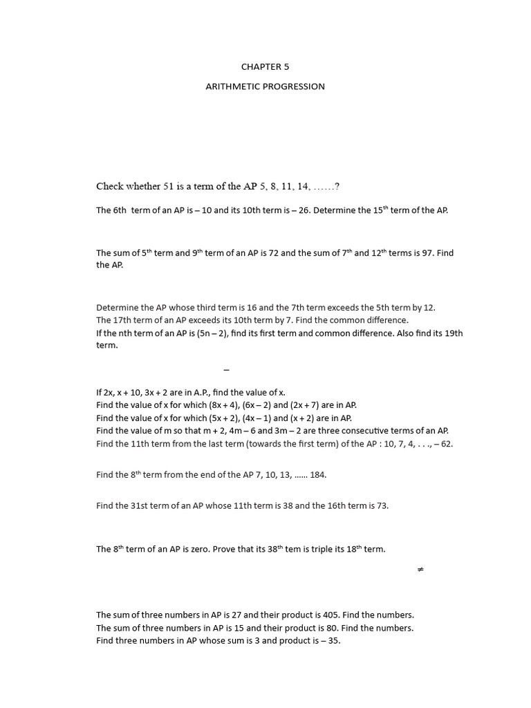 Arithmetic Progression Problem Set | PDF