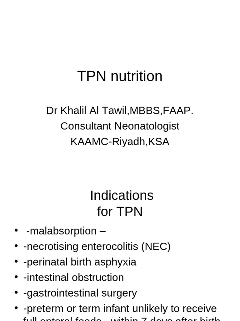 TPN Nutrition - MMCH, MADINA | PDF | Intravenous Therapy | Glucose