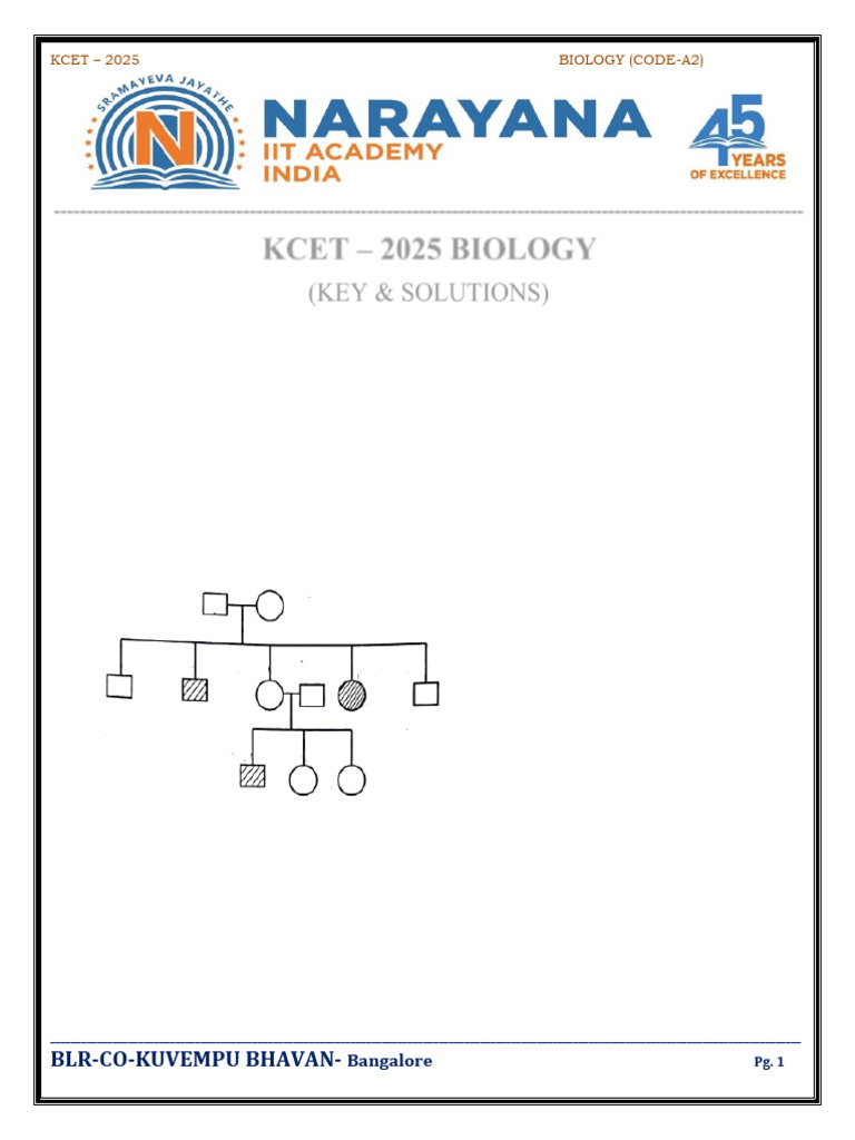 KCET 2025 Biology Answer Key & Solutions | PDF | Meiosis | Gene