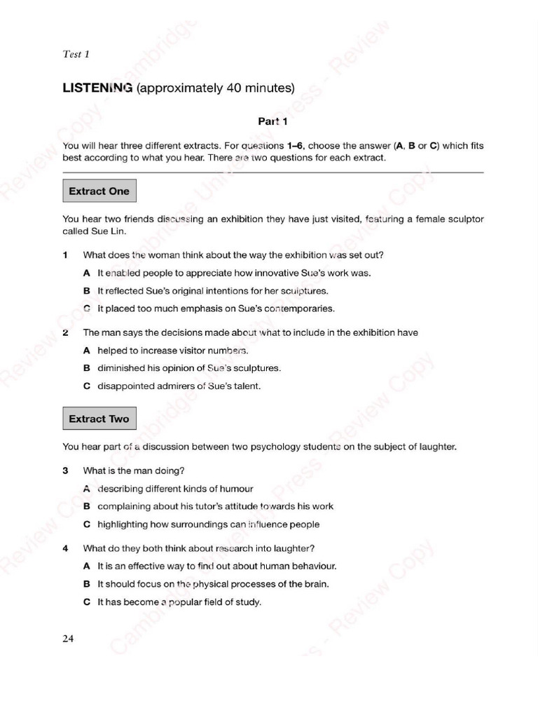 Test 1 Listening Paper | PDF