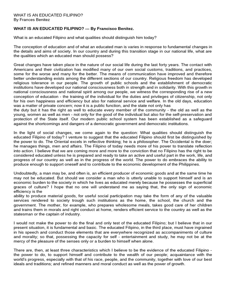 What Is An Educated Filipino | PDF | Social Psychology | Liberal Arts ...