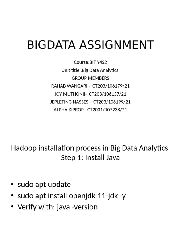 Big Data Analytics Group Assignments | PDF | Apache Hadoop | Software Engineering