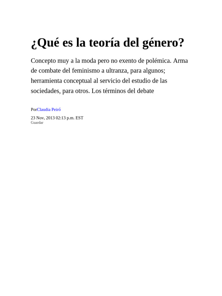 Debate sobre la teoría del género | PDF | Género | Estudios de género