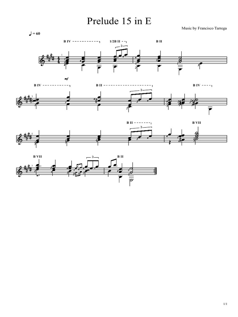 Prelude 15 in E by Francisco Tarrega | PDF