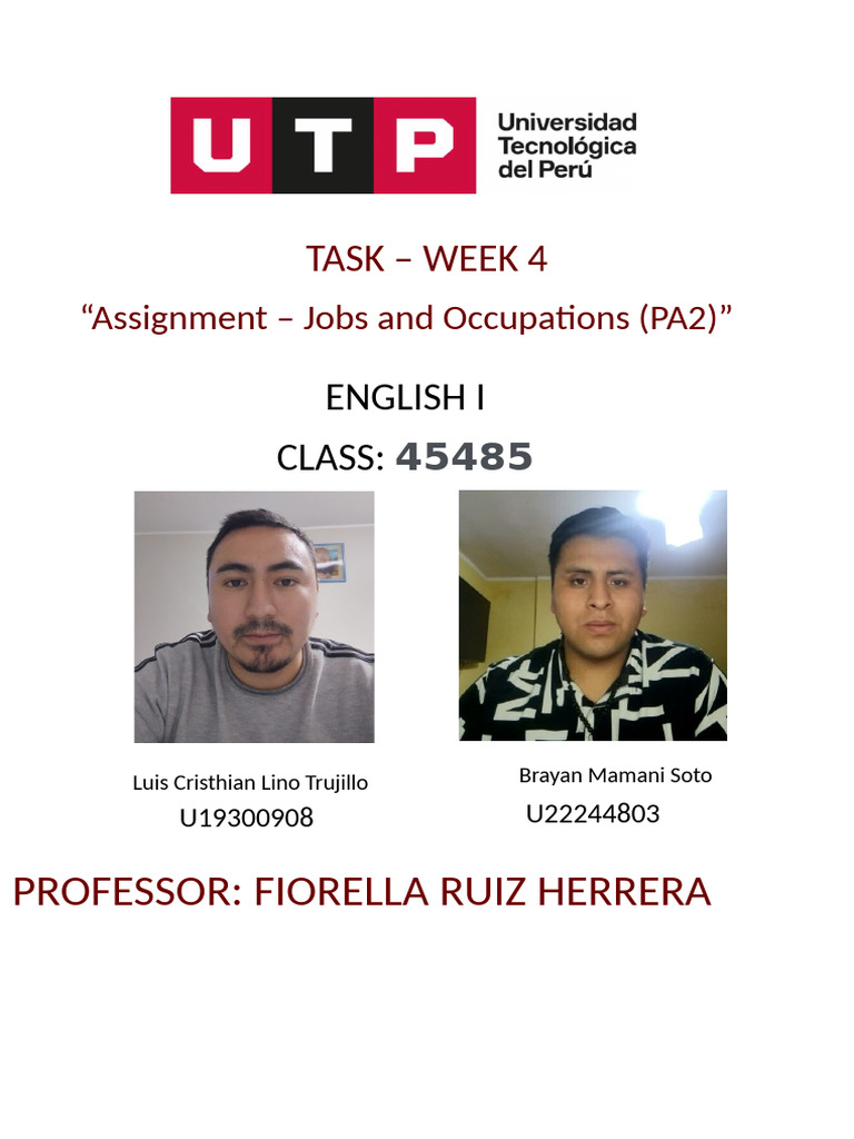 Assignment_Jobs and Occupations (PA2) TW04 | PDF