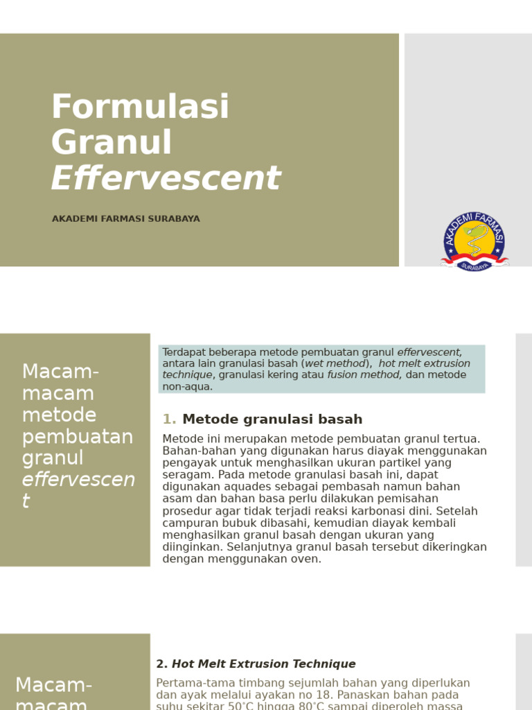 Formulasi Granul Effervescent | PDF
