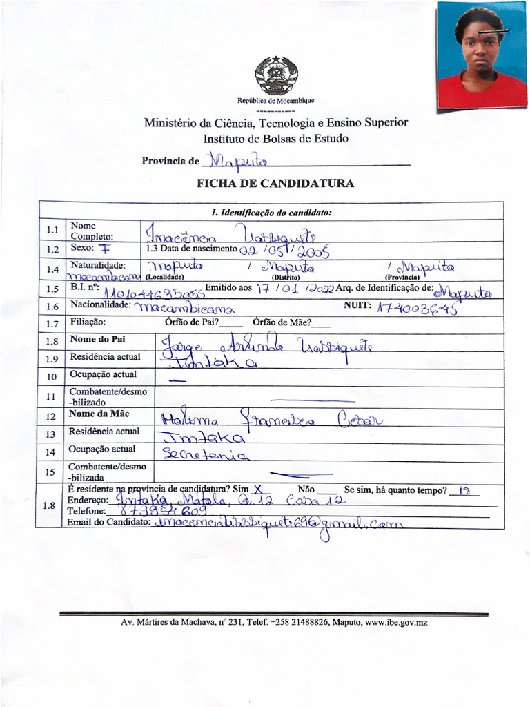 Ficha de Candidatura | PDF
