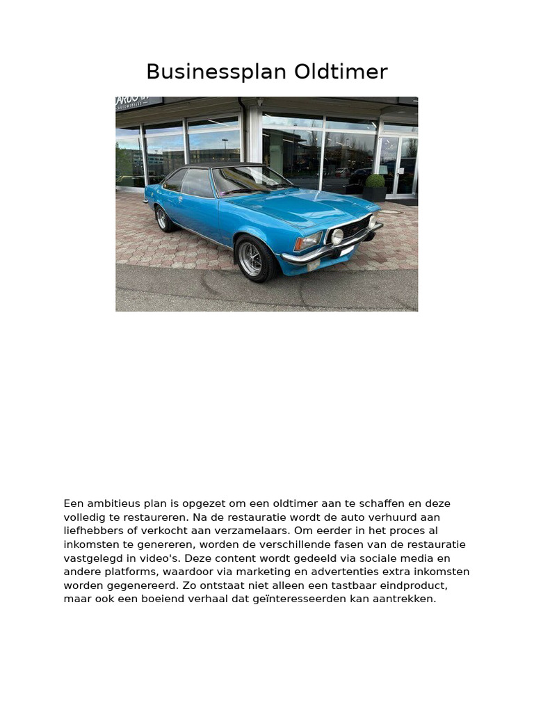 Businessplan Oldtimer | PDF