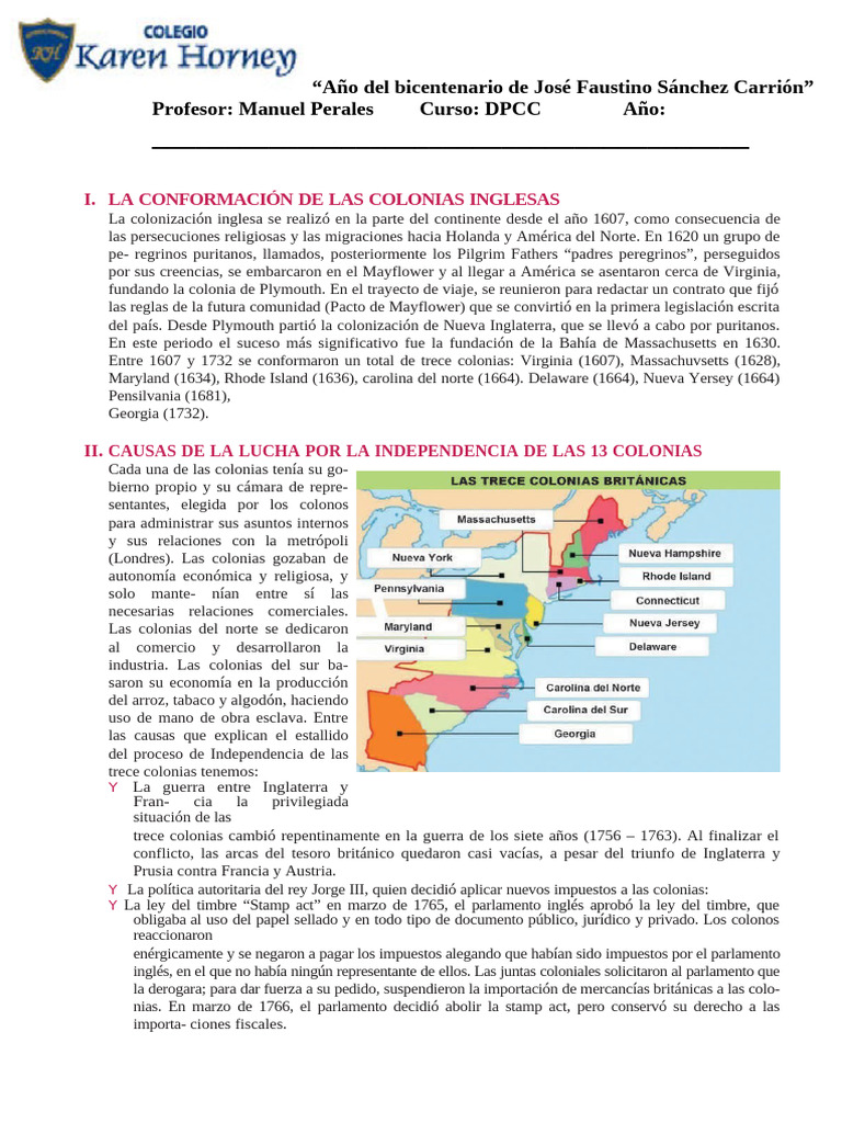La Independencia de Las Trece Colonias | PDF | Trece colonias | George Washington