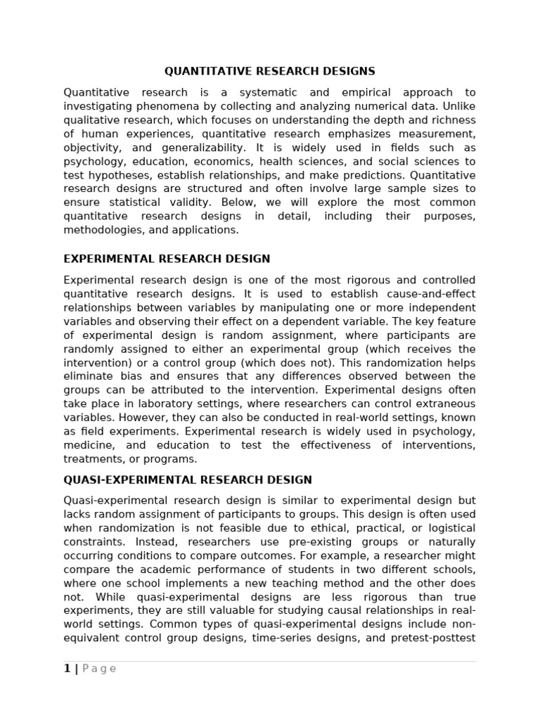 Xquantitative Research Designs | PDF | Quantitative Research | Experiment