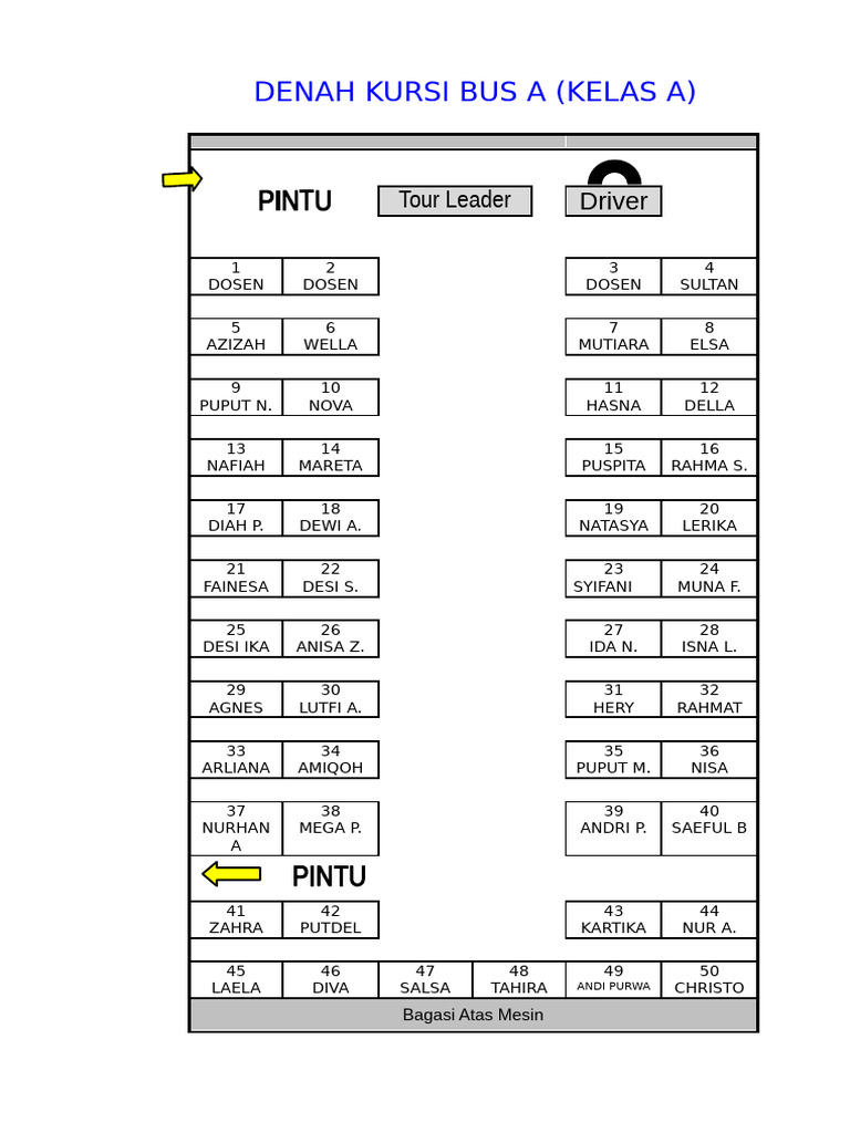 Denah Bus Ke Bandung | PDF