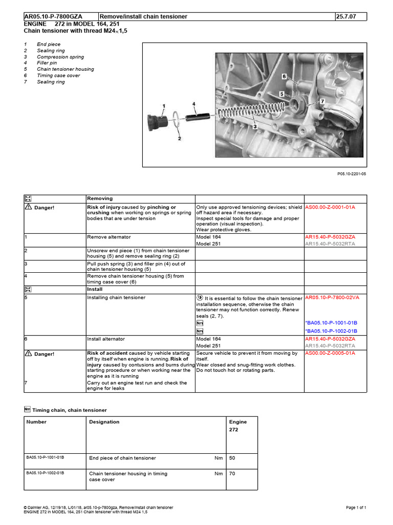R&I Timing Chain Tensioner 272 Eng. M24x1.5 #1 | PDF | Manufactured ...