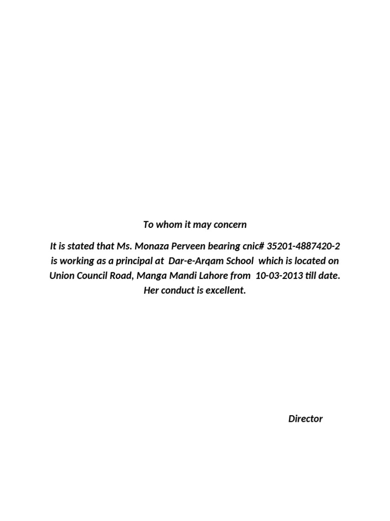 To Whom It May Concern Monaza Perveen | PDF