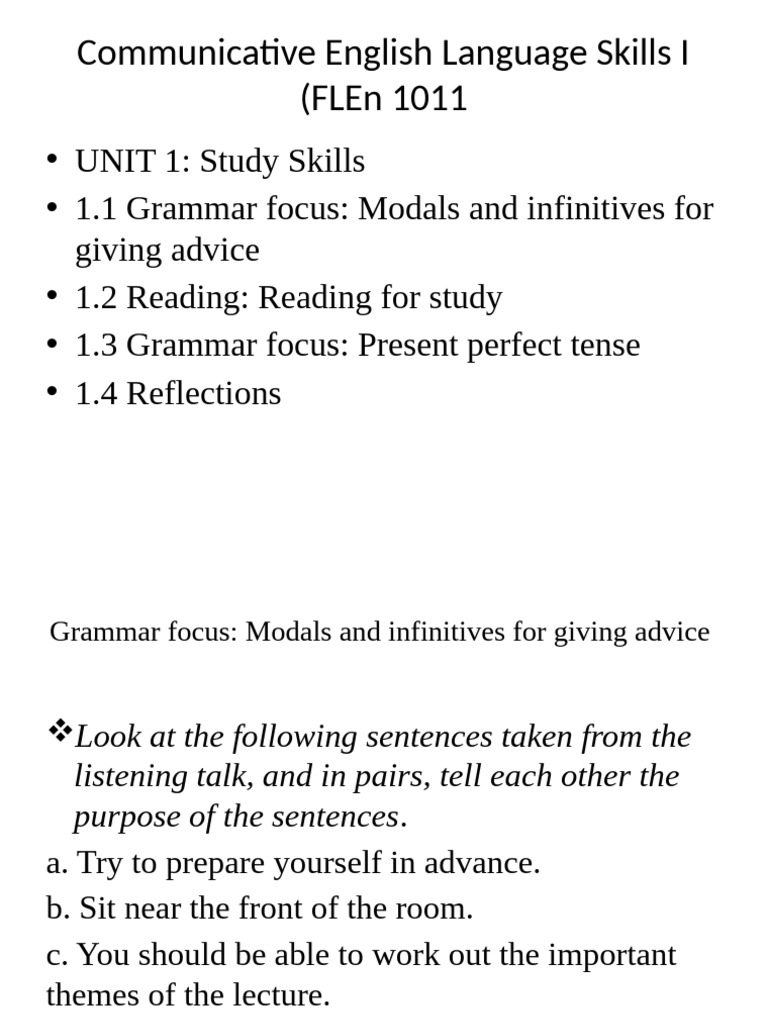 English 1011: Study Skills and Advice | PDF